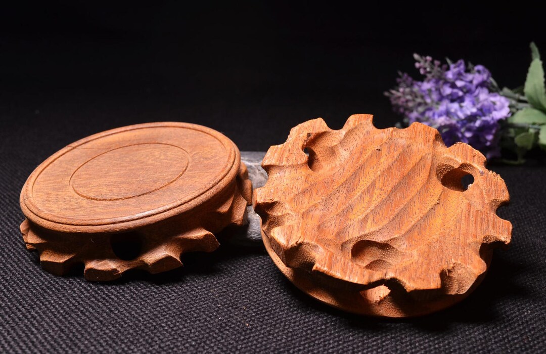 Hand Carved Round Wooden Stand/handmade Wood Stand - Etsy