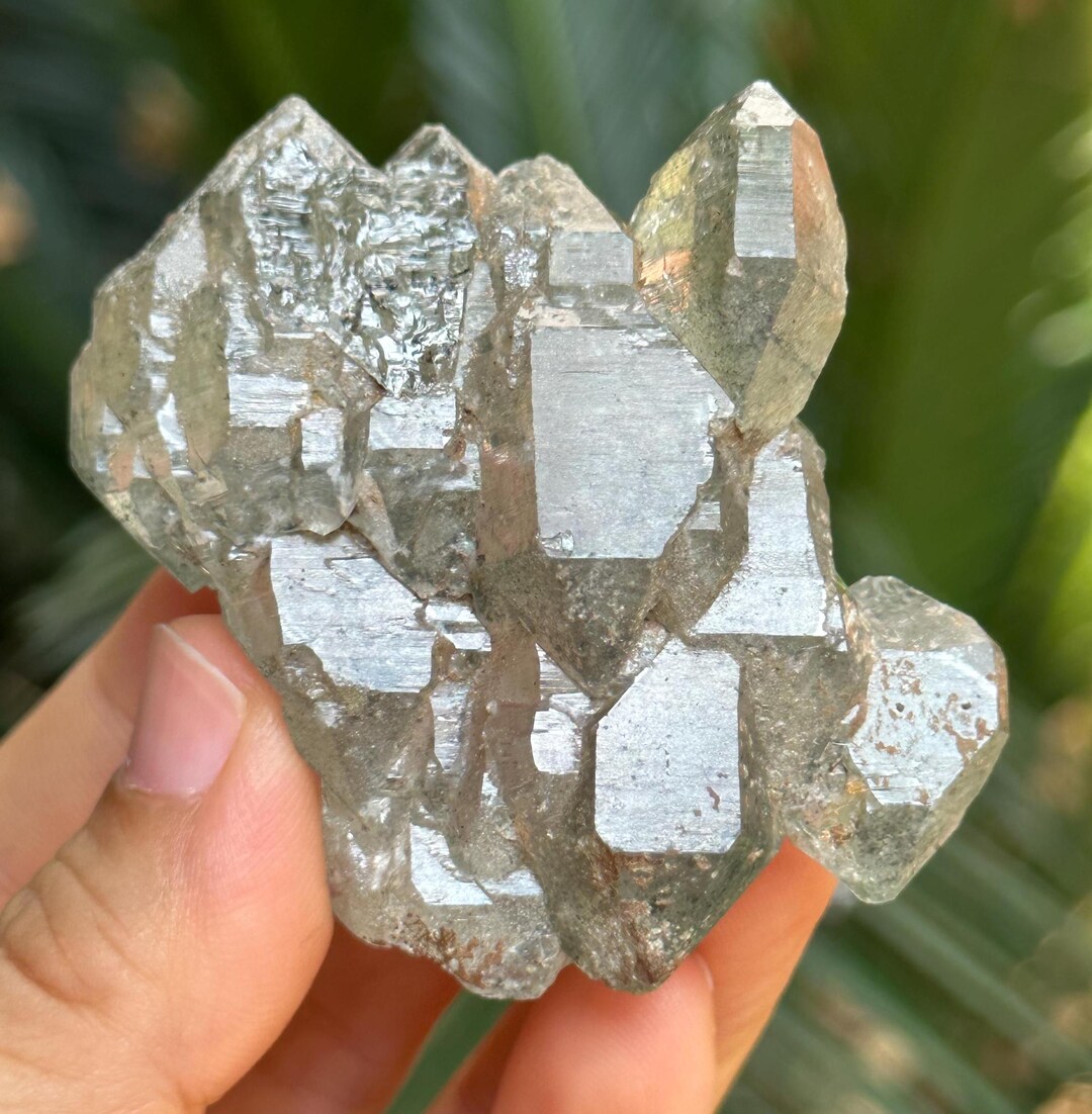 Elestial Green Phantom Chlorite Included in Quartz Crystal Cluster ...