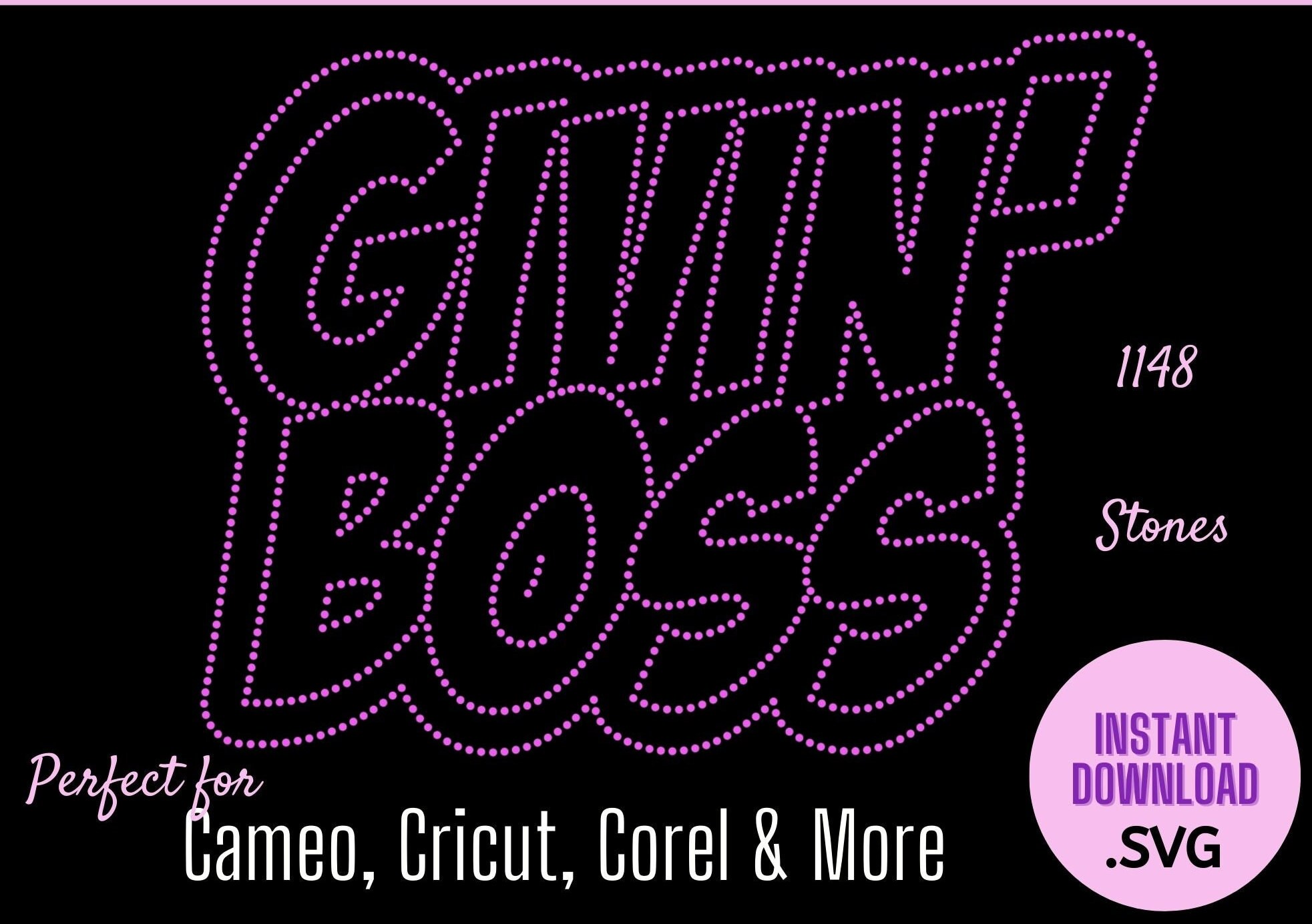Givin Boss Rhinestone Template, Ss10 Hotfix Rhinestones, Big Latto SVG ...