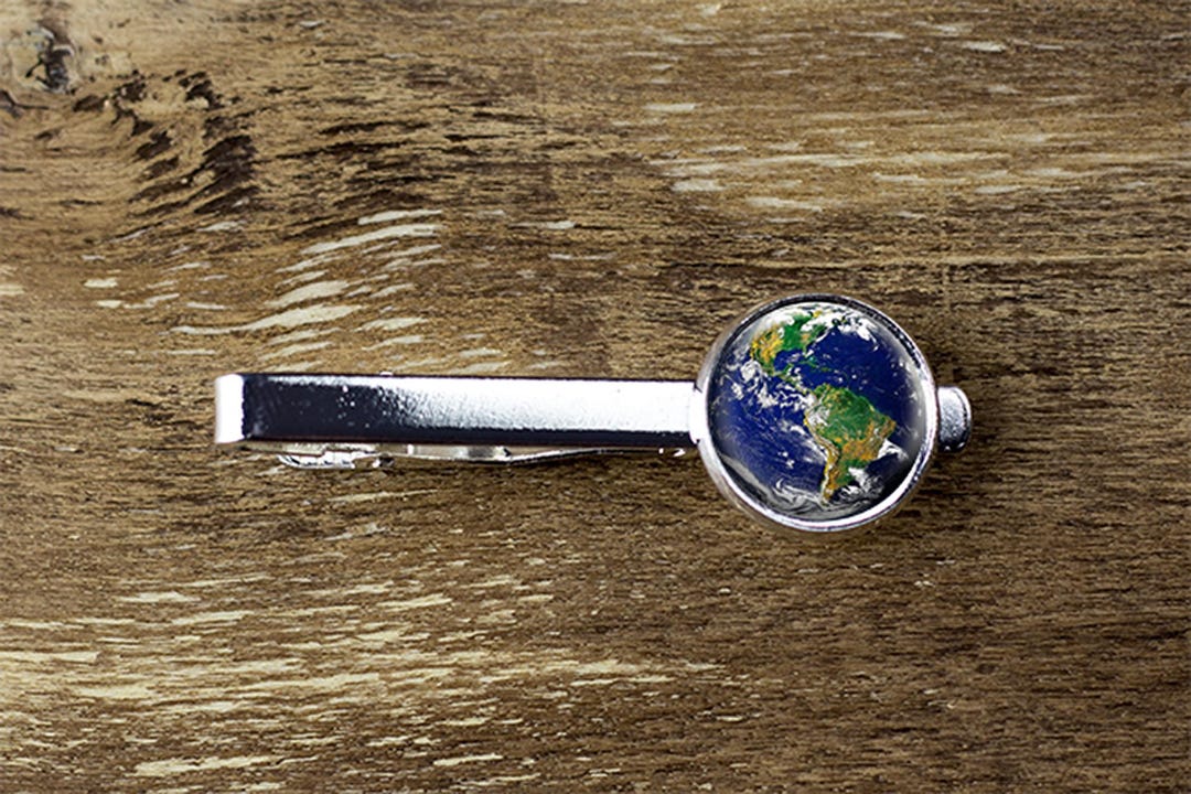 Planet Earth Tie Clip: Silver Globe World Jewelry - Etsy