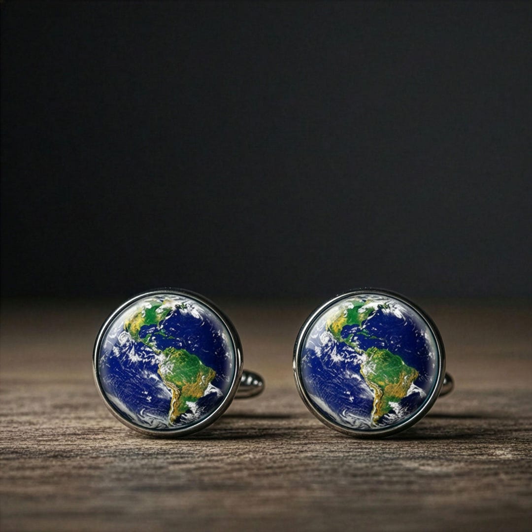 Planet Earth Globe World Cufflinks, Silver Color Brass Space Jewelry ...