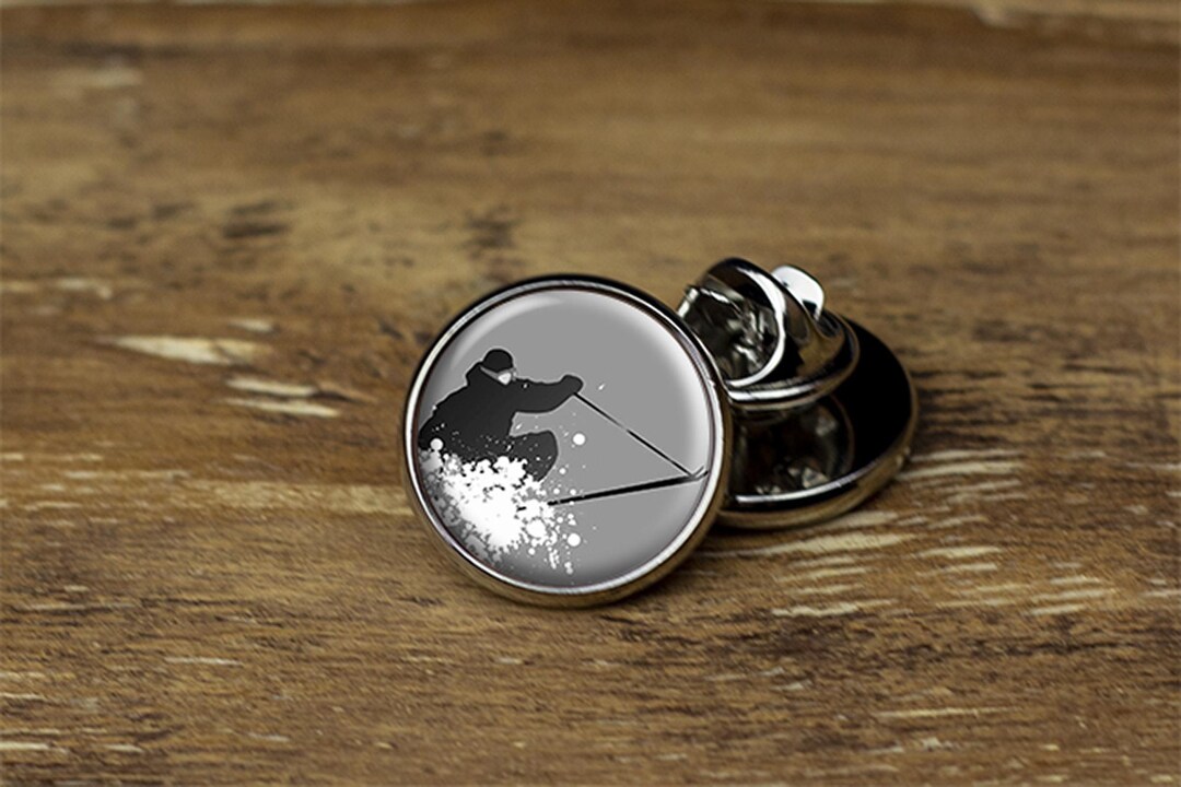 Ski Lapel Pin: Rhodium Plated Brass Skiing Tie Tack - Etsy