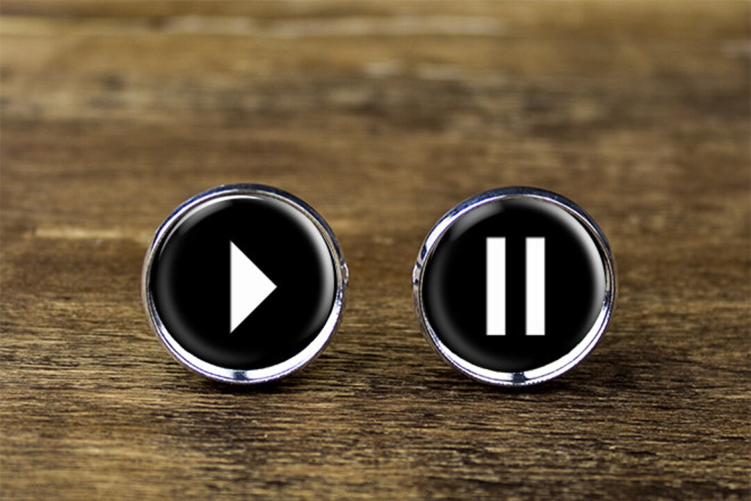 Play and Pause Cufflinks, Tape Player Button Cufflinks, Stereo Button ...