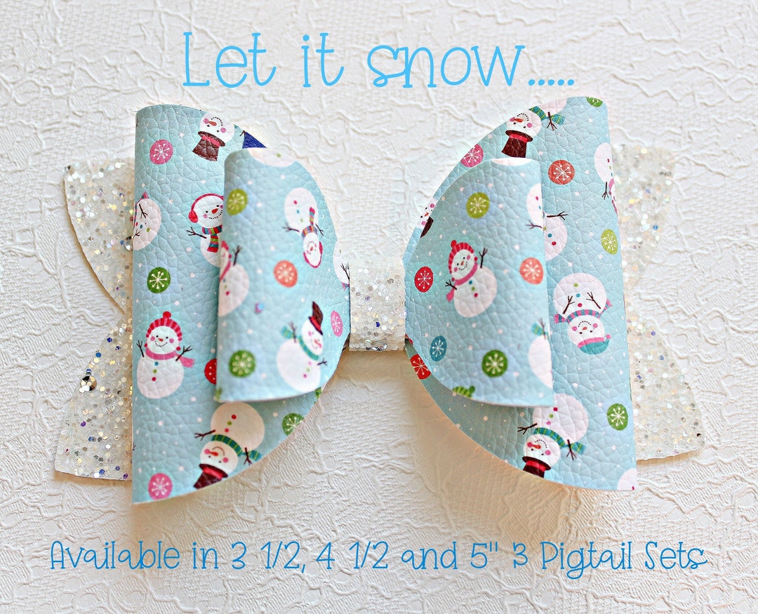 Snowman Hair Bow, 4 Sizes, Snowman Snap Clip Set, Girls Hair Bows ...