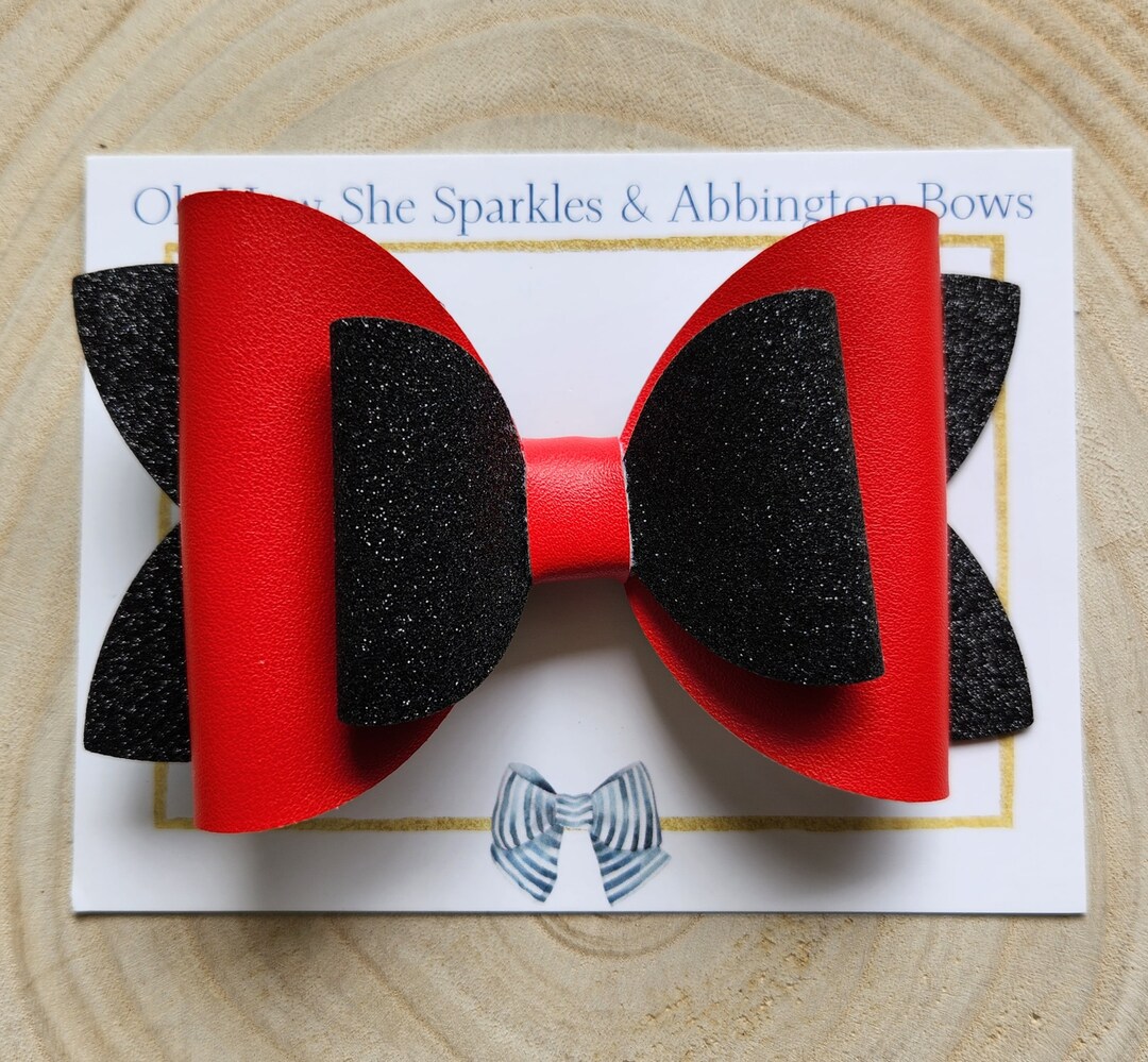 Red & Black Hair Bow, Black Red Hair Bows, Team Sprit Hair Bow, Girls ...