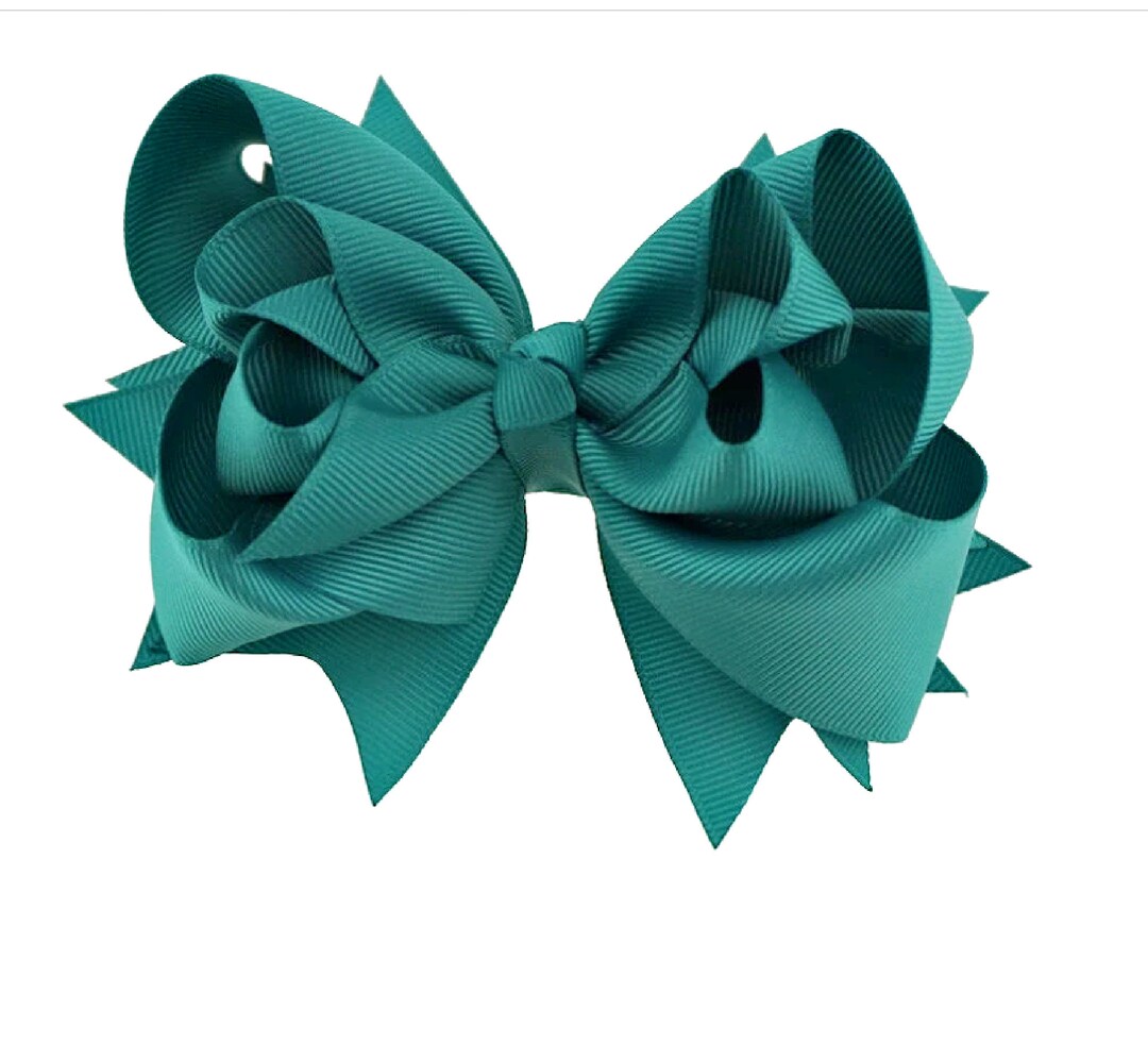 5" Teal Hair Bows, Girls Hair Bow, Teal Green Hair Bows, Toddler Hair ...