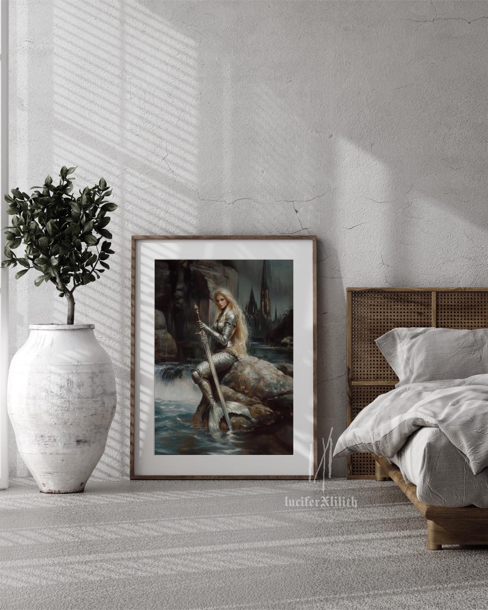 Gothic Mermaid Warrior Art Print | Dark Academia Decor - Etsy