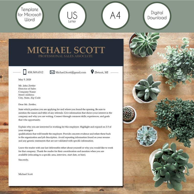 Professional Resume Template for Microsoft Word With 2 Page Resume ...