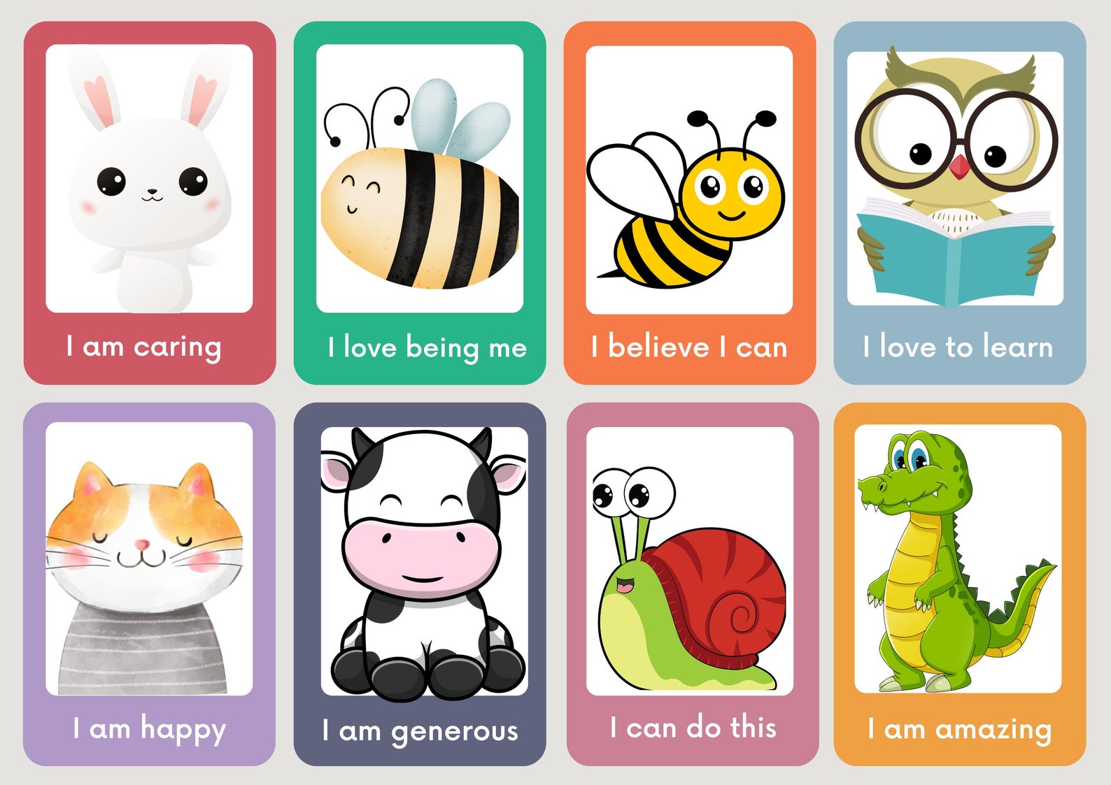 Educational Flashcards for Kids, Positive Affirmation Cards, Children's ...