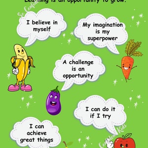 Kids Positive Affirmations Poster, Nourish Your Mind Print, Children's ...