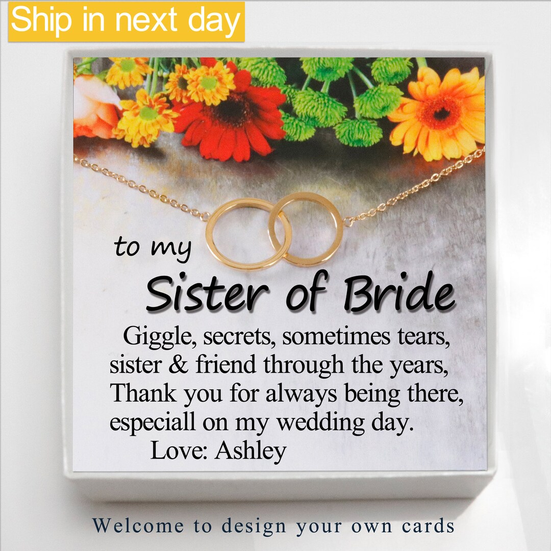 Sister of the Bride Gift , Sister Wedding Gift From Bride to Sister ...