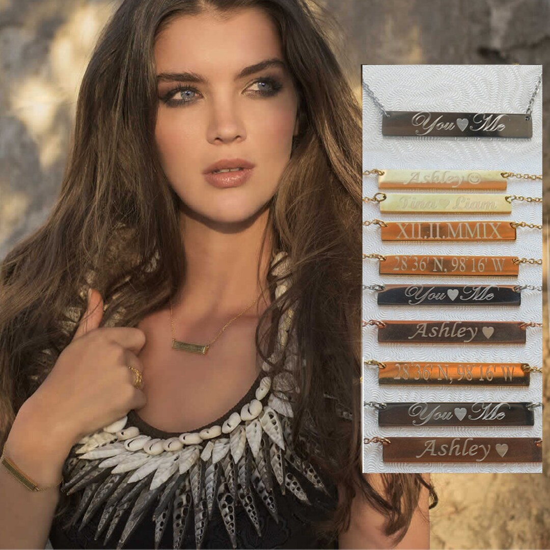 Monogram Bar Necklace, Personalized Bar Necklace,rose Gold Necklace ...