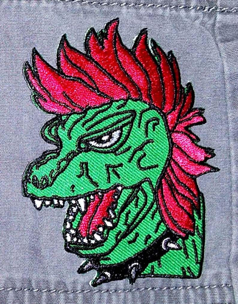 PUNK-ZILLA Punk Godzilla Embroidered Patch, Biker, Horror, Vest, Morale ...