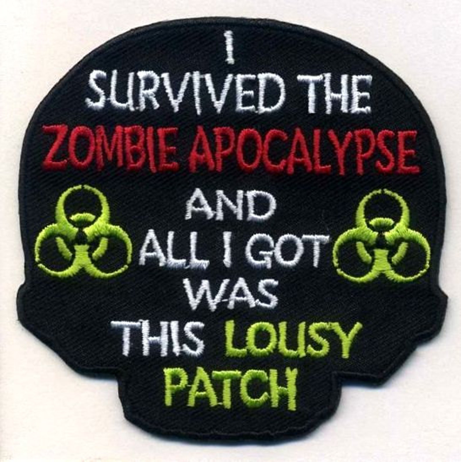 I SURVIVED the ZOMBIE APOCALYPSE Embroidered Patch, Punk, Biker, Horror ...