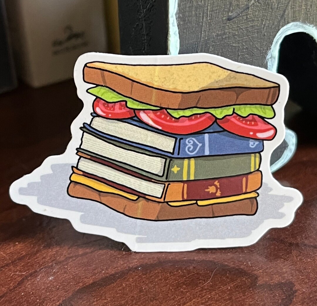 Book Sandwich Sticker - Etsy