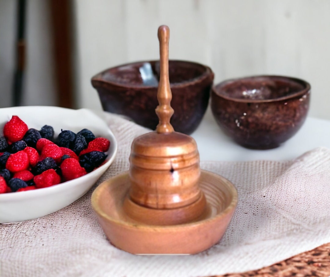 An Unusual Bespoke Wood Trinket Jewellery Box With Turned Lid and Tall ...