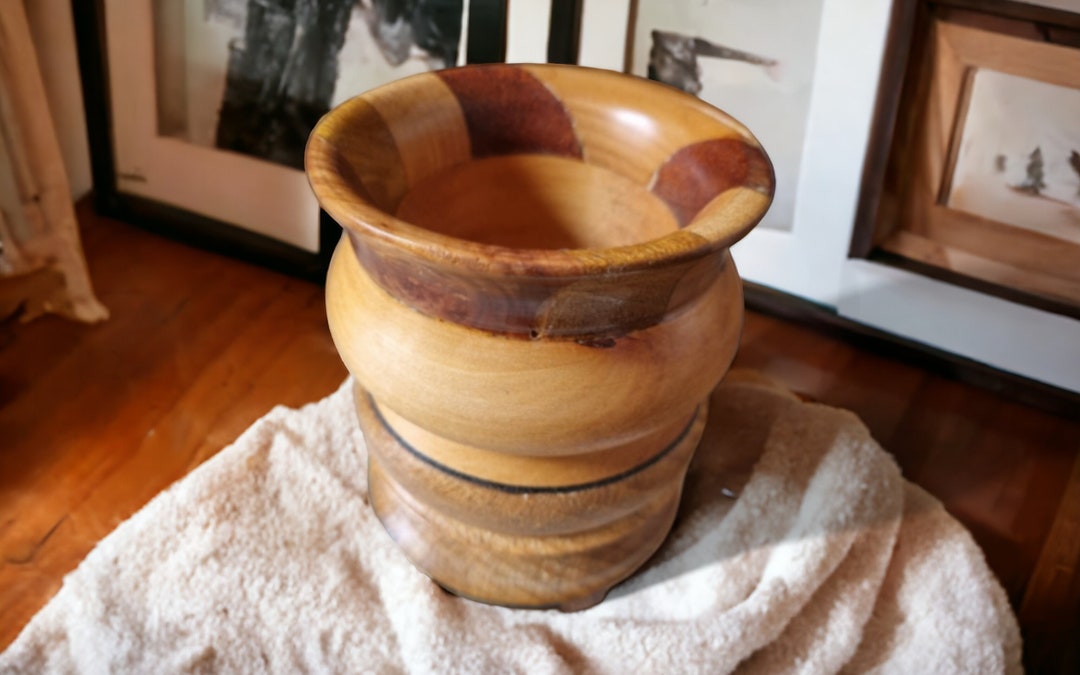 Segmented Woodturned Wood Corian Unusual Rustic Leather Woodcraft ...