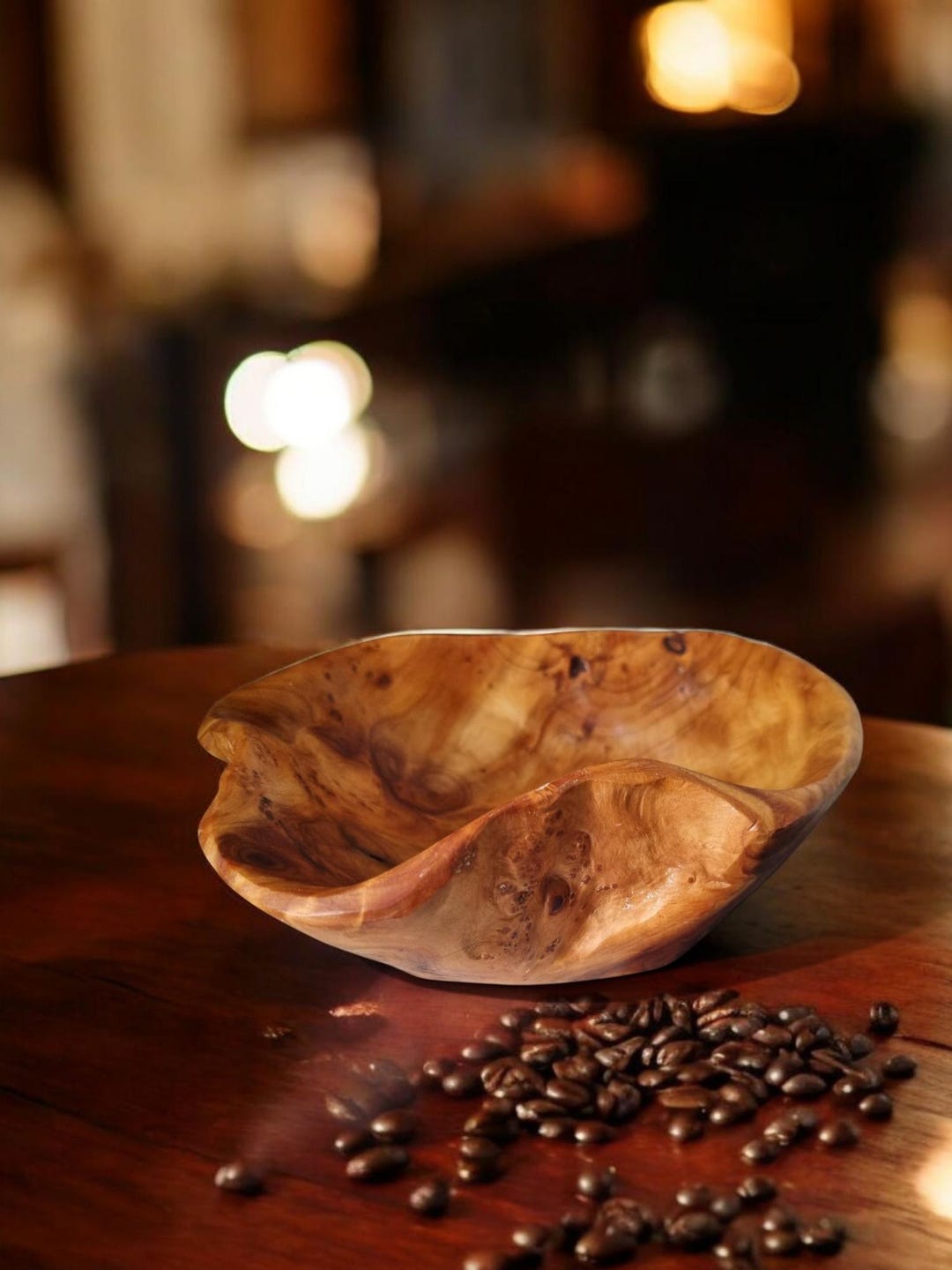 Elm Burr Carved Bowl Decorative Home Living Accent Decor Woodcraft Gift ...