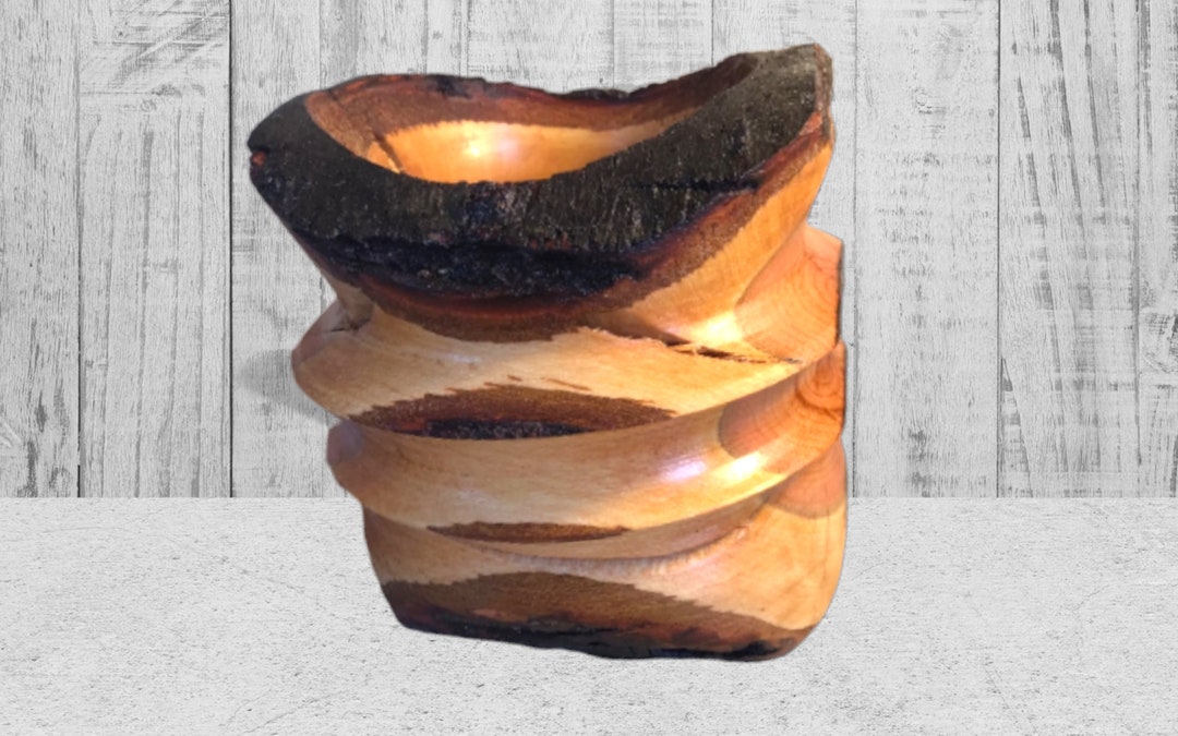 Decorative Live Edge Natural Rustic Woodturned Damson Fruitwood Wood ...