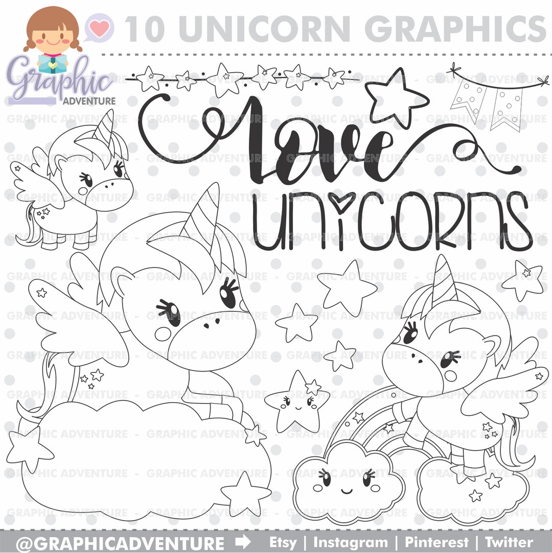 Unicorn Stamps Fairy Tale Stamps Rainbow Stamps COMMERCIAL - Etsy España