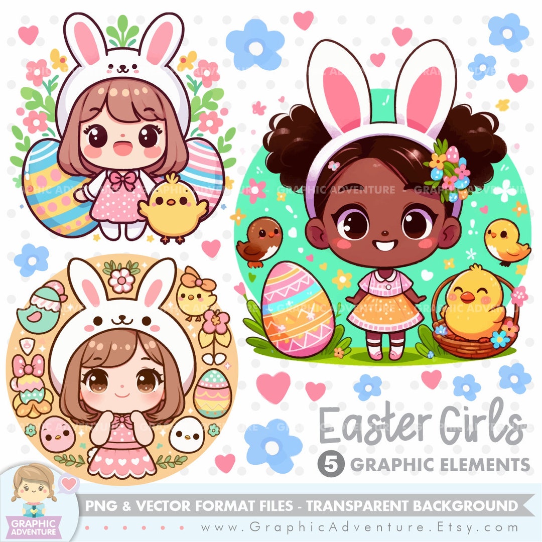 Easter Clipart, Easter Eggs, Easter Girls, Spring Clipart, Egg Clipart ...