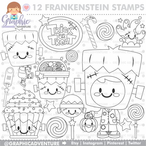 Halloween Stamp Commercial Use Digi Stamp Digital Image - Etsy