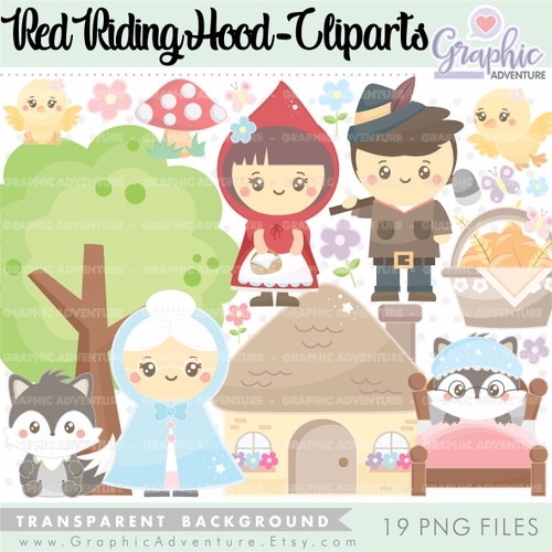 Little Red Riding Hood Clipart / Fairytale Clip Art - Etsy UK