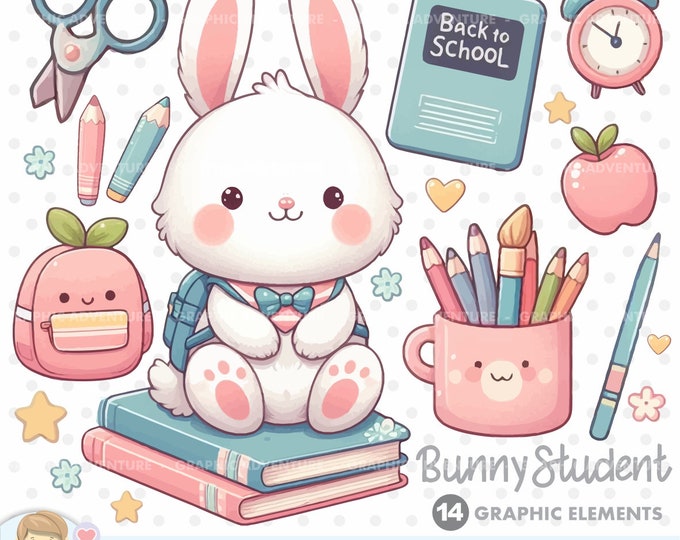 Back to School, Bunny Student, Clipart, Bunny Clipart, Student Clipart ...