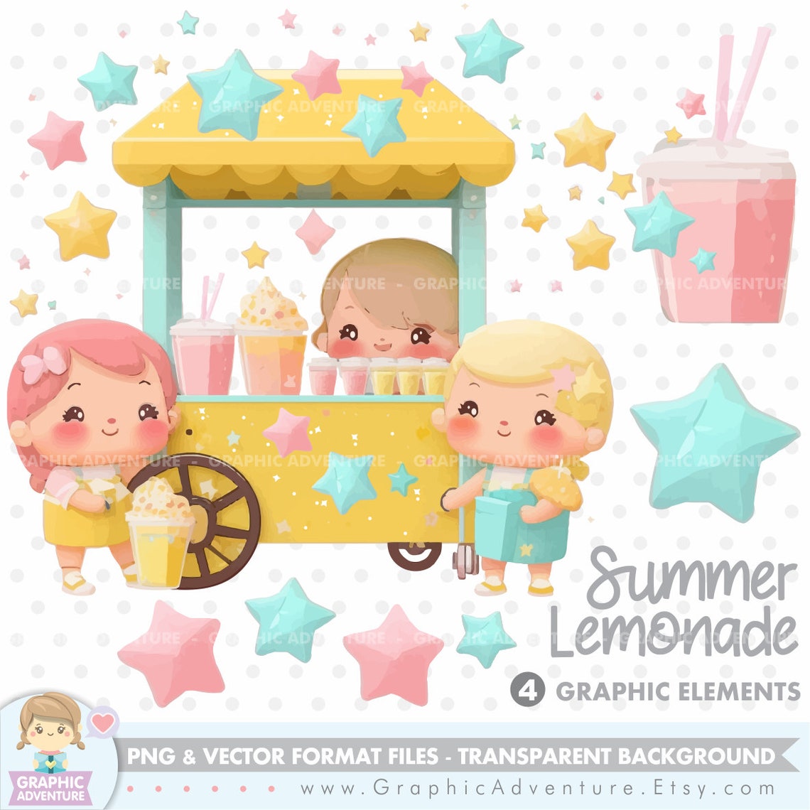 Summer Clipart Vector Summer Clipart Summer Party Lemonade - Etsy