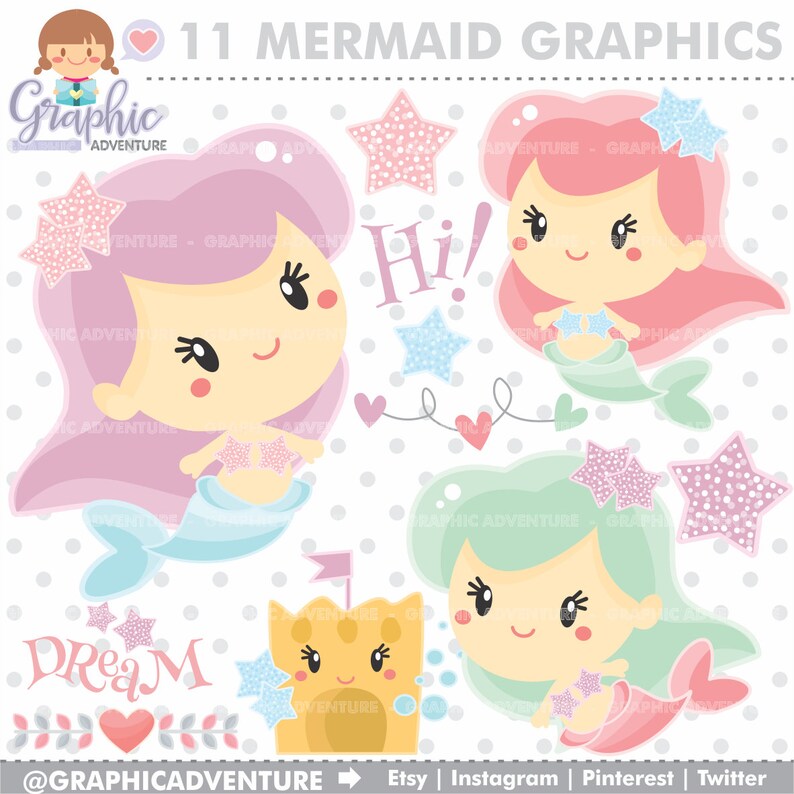 Mermaid Clipart Mermaid Graphic Fairy Tale Clipart | Etsy