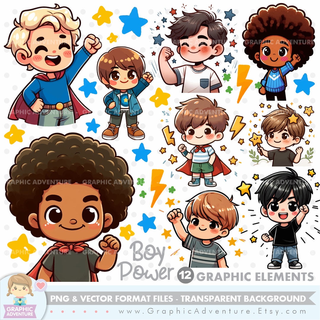 Boy Power, Clipart, Boys, Power Boy, Children Clipart, Happy Boys, Hero ...