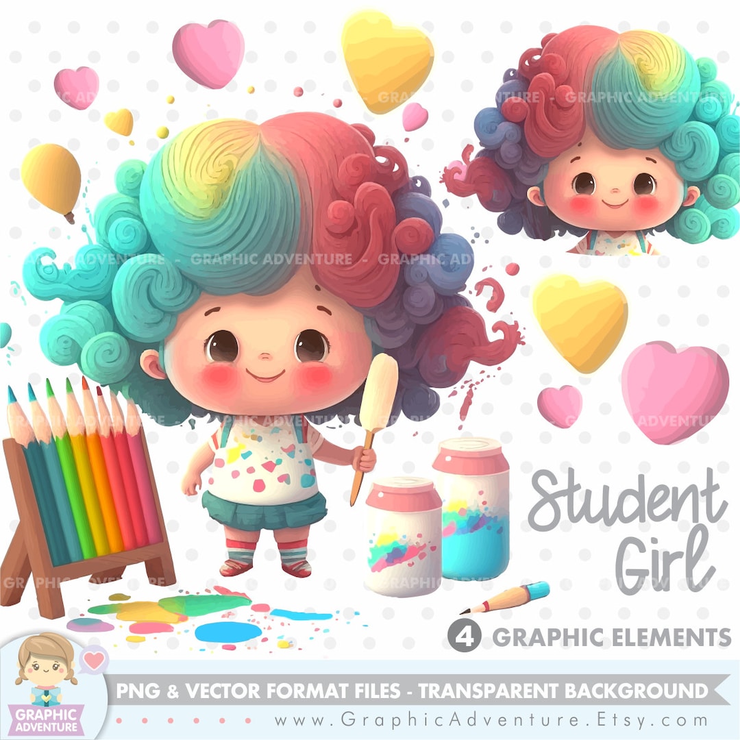 Student Girl Clipart, School Girl Clipart, Girl Clipart, Back to School ...