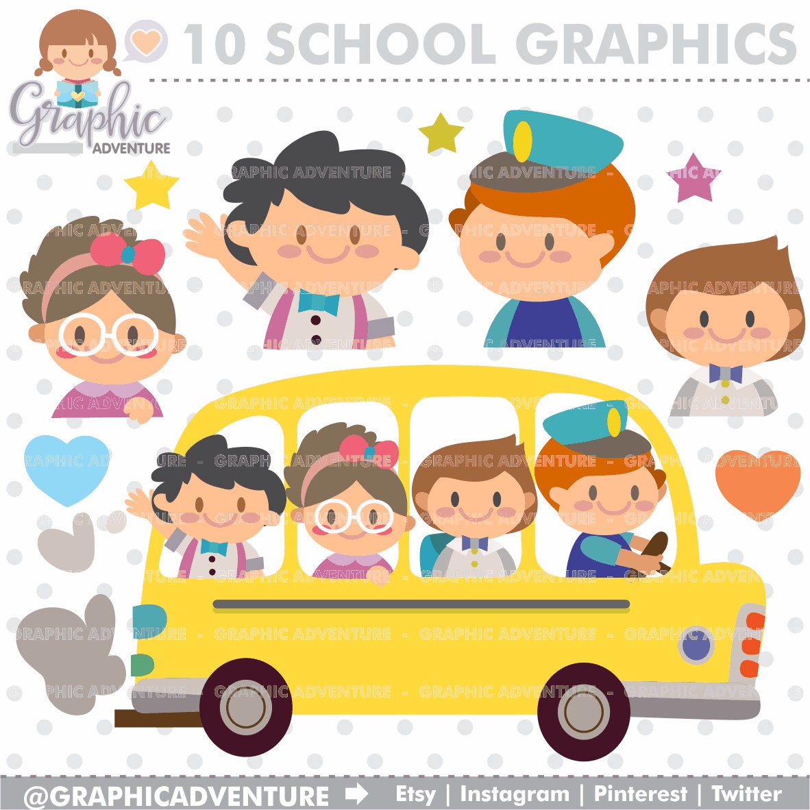 Back to School Clipart Graphics Student Clipart Children - Etsy