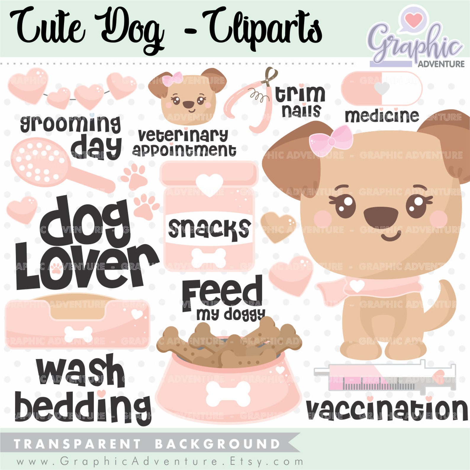 Dog Clipart Dog Graphics Dog Care Clip Art COMMERCIAL USE | Etsy
