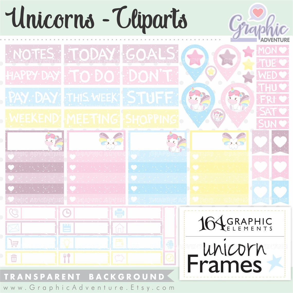 Unicorn Clip Art Unicorn Frames COMMERCIAL USE Unicorn | Etsy
