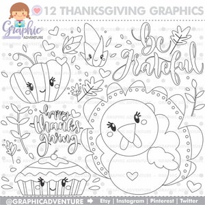 Thanksgiving Stamp Autumn Stamp Thanksgiving Coloring Page | Etsy