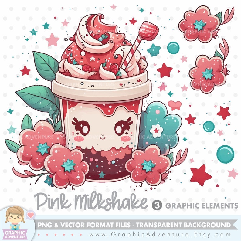 Milkshake Clipart Milkshake Graphics Dessert Clipart Sweets - Etsy