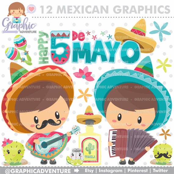 Mexico Clipart 5 de Mayo Clipart Festive 5 de Mayo Mexican | Etsy