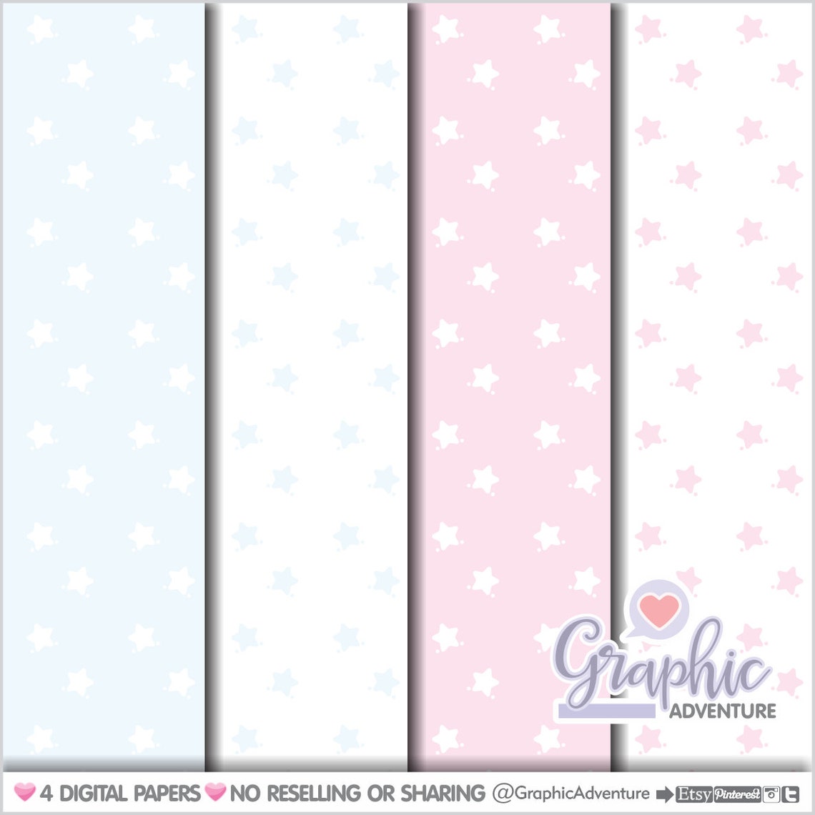 Stars Digital Paper Star Gift Wrap Star Pattern COMMERCIAL | Etsy