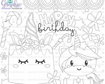 Unicorn Stamp COMMERCIAL USE Digi Stamp Digital Image - Etsy
