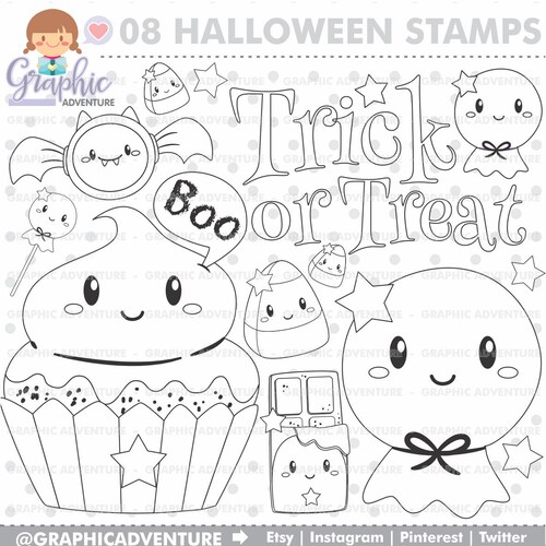 Halloween Stamp Commercial Use Digi Stamp Digital Image - Etsy