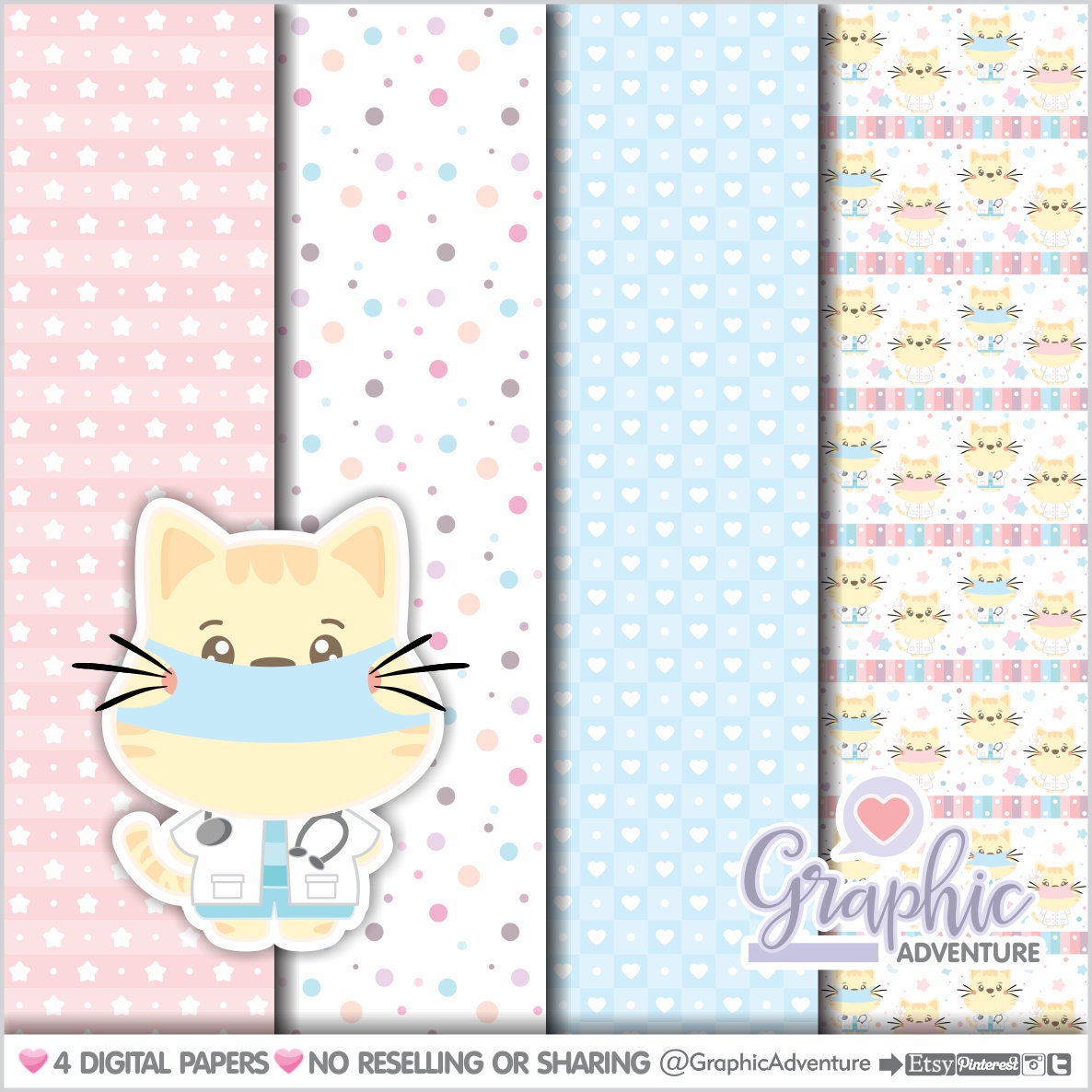 Doctor Digital Papers Nurse Digital Papers COMMERCIAL USE | Etsy