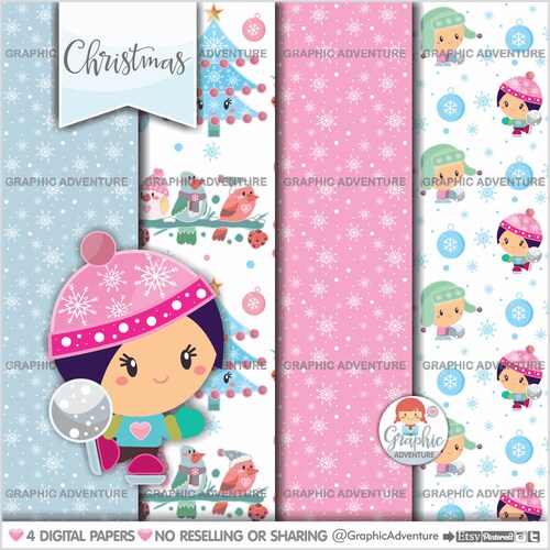 Christmas Digital Paper COMMERCIAL USE Christmas Pattern - Etsy
