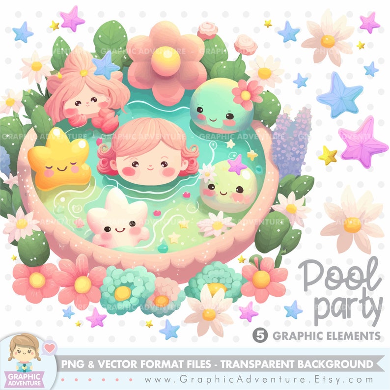 Summer Clipart Vector Summer Graphics Summer Clip Art Pool - Etsy