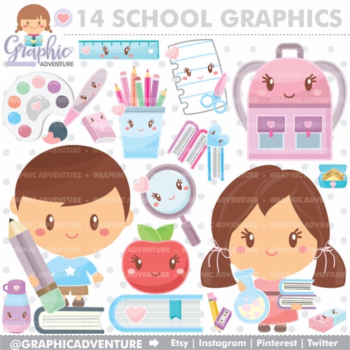 Back to School Clipart Back to School Graphics COMMERCIAL - Etsy