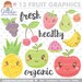Fruit Clipart Fruit Graphics COMMERCIAL USE Kawaii Clipart | Etsy