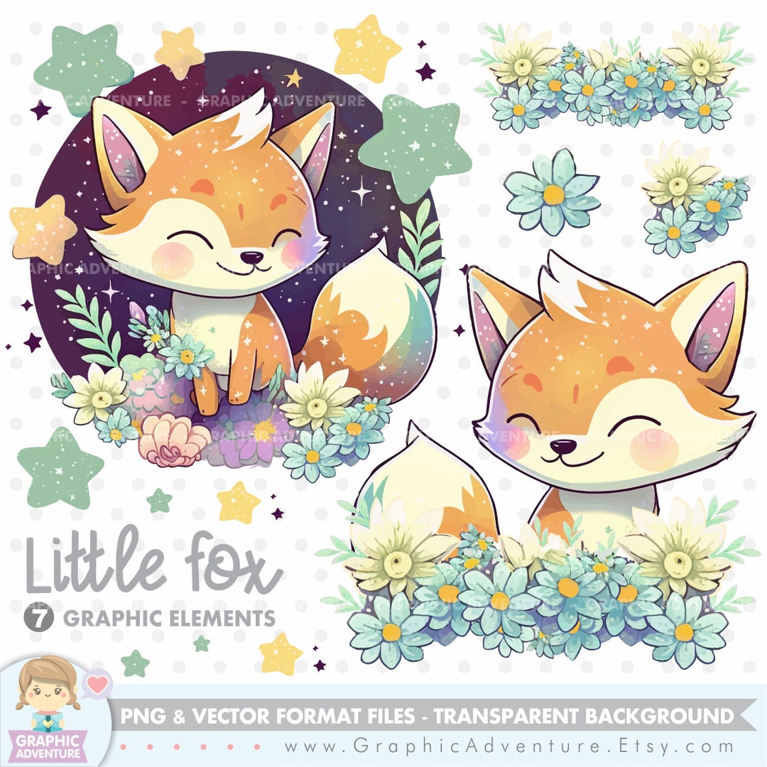 Fox Clipart, Fox Vector, Woodland Clipart, Spring Clipart, Spring Fox ...
