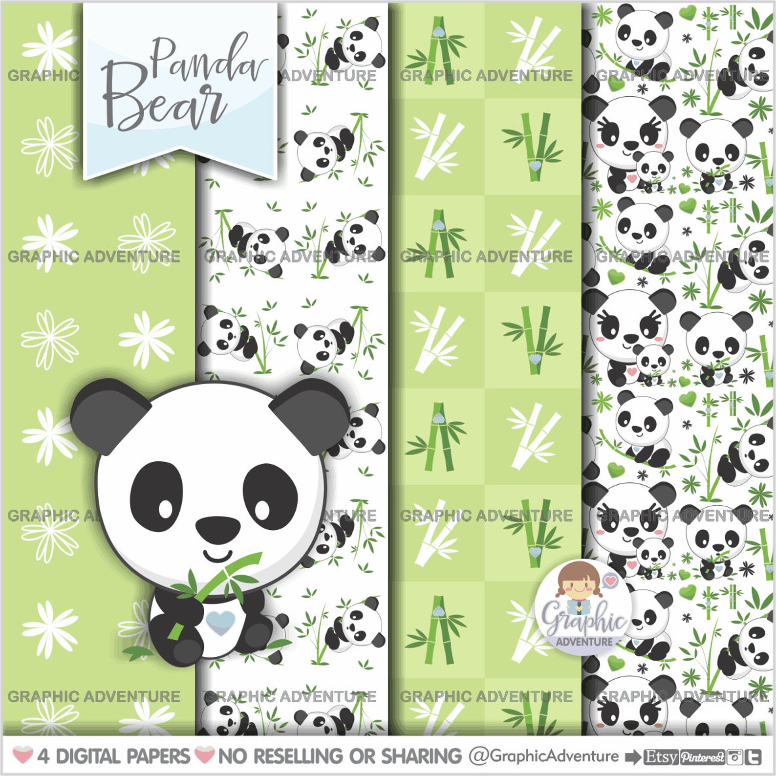 Panda Digital Paper Panda Pattern Panda Bear Digital Paper | Etsy