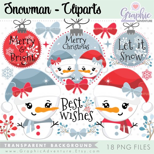 Christmas Clipart Snowman Clipart COMMERCIAL USE Clipart - Etsy