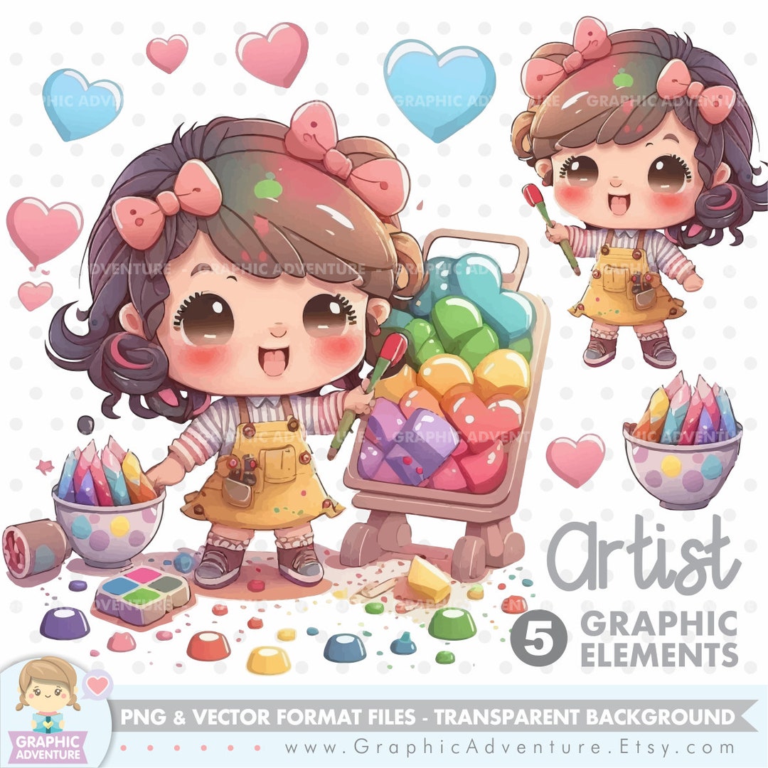 Artist Girl Artist Clipart Student Clipart Back to School - Etsy